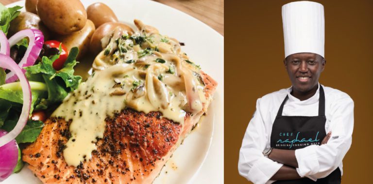 Grilled Salmon With Creamy Mushroom & Thyme Sauce By Chef Raphael - H&S ...